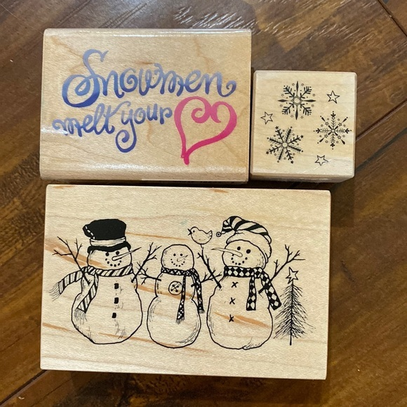 stamppendous | Office | Vintage Snowman Snowmen Wood Block Rubber ...